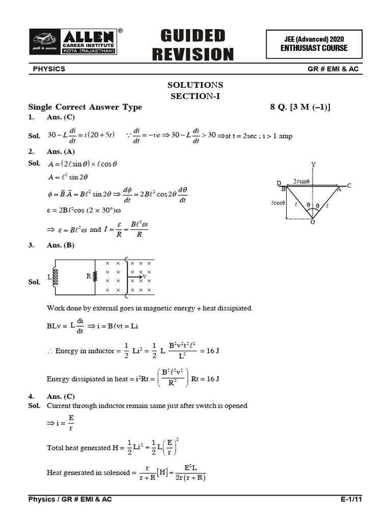 GR#17 (Solutions) | PDF | Electromagnetism | Electrical Engineering