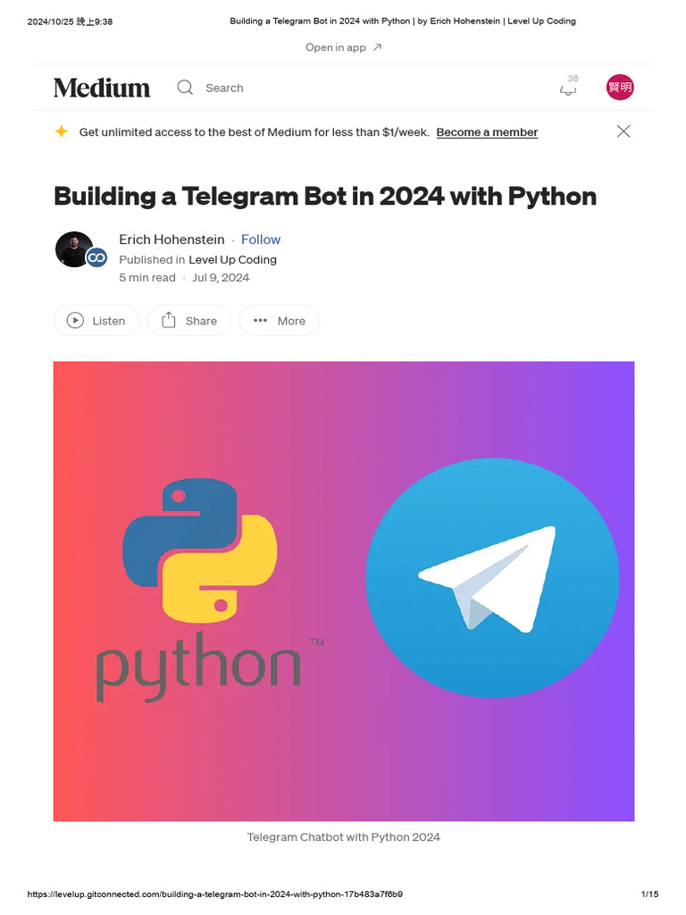 Building A Telegram Bot In 2024 With Python By Erich Hohenstein Level Up Coding Pdf