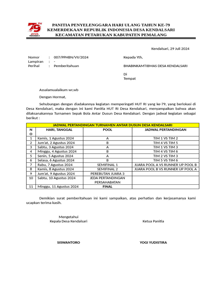 Contoh Surat Tembusan Polsek | PDF | Olahraga & Rekreasi