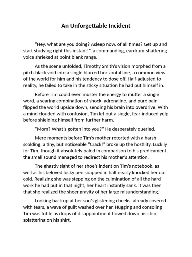 An Unforgettable Incident | PDF | Poetry