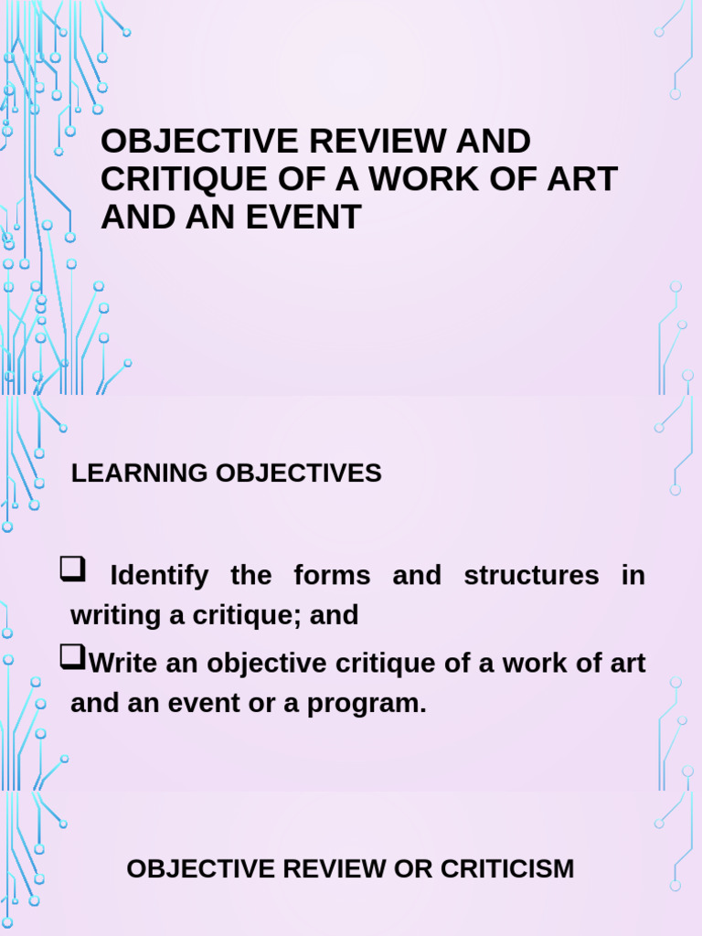 Objective Review and Critique of A Work of Art | PDF | Paintings | The Arts