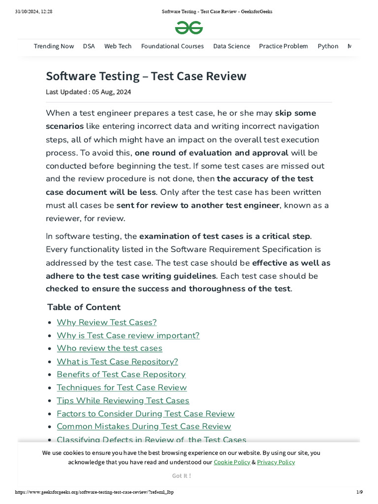 Software Testing - Test Case Review | PDF | Software Testing | Http Cookie