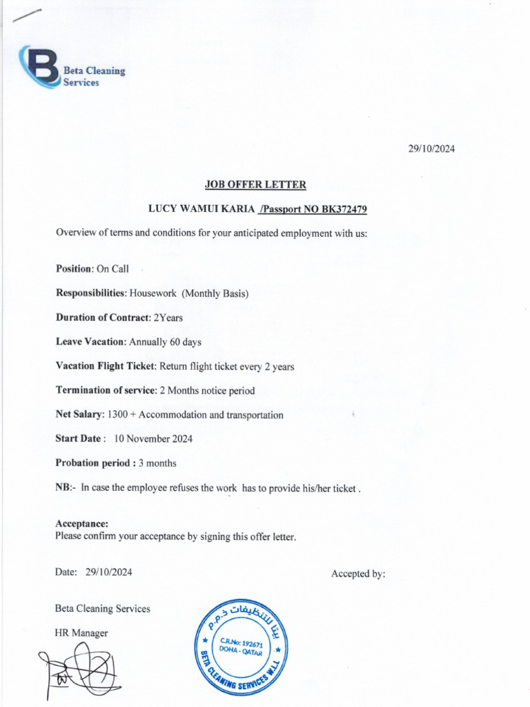 Lucy Offer Letter | PDF