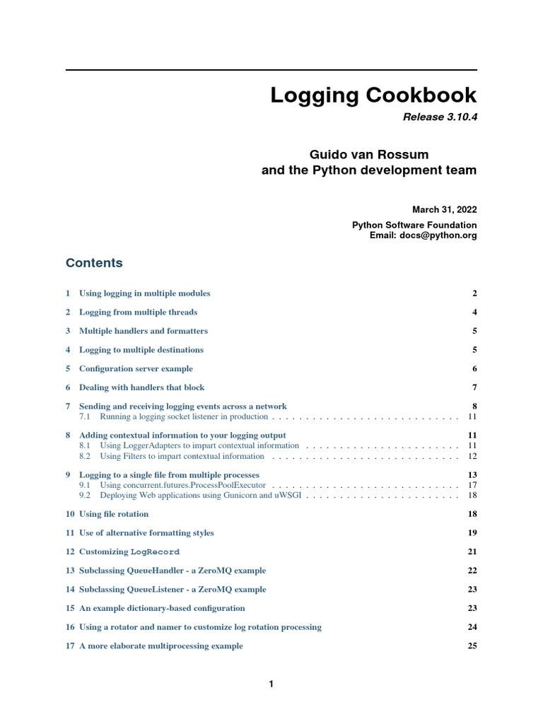 Howto Logging Cookbook | PDF | Software Bug | Software