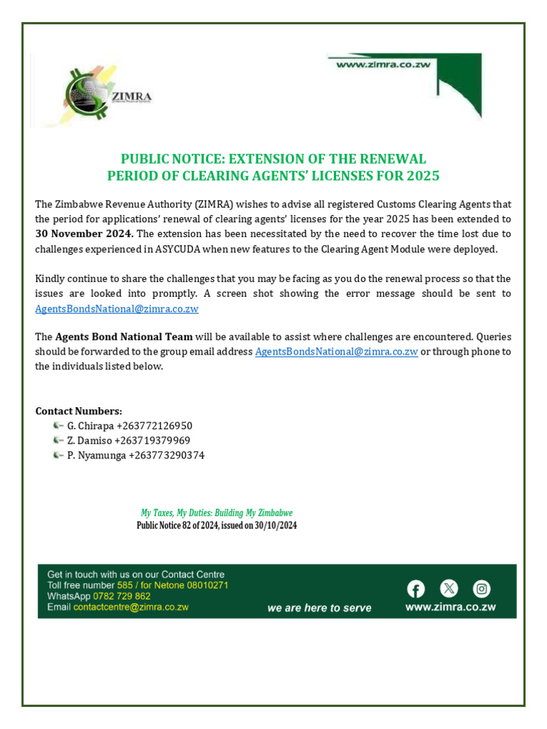 Public Notice 82 of 2024 Extension of The Renewal Period For 2025 | PDF ...