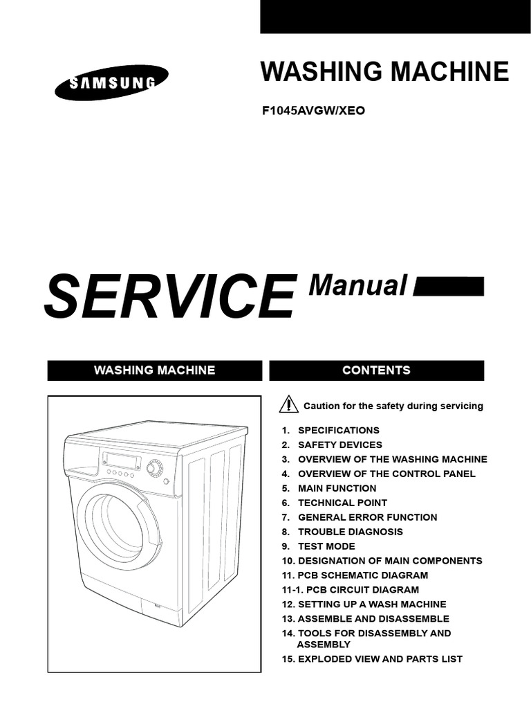 Samsung F1045avgw-Xeo Washing Machine | PDF | Washing Machine | Water