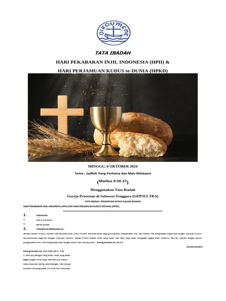 Liturgi HPII & HPKD 2024 - GEPSULTRA | PDF