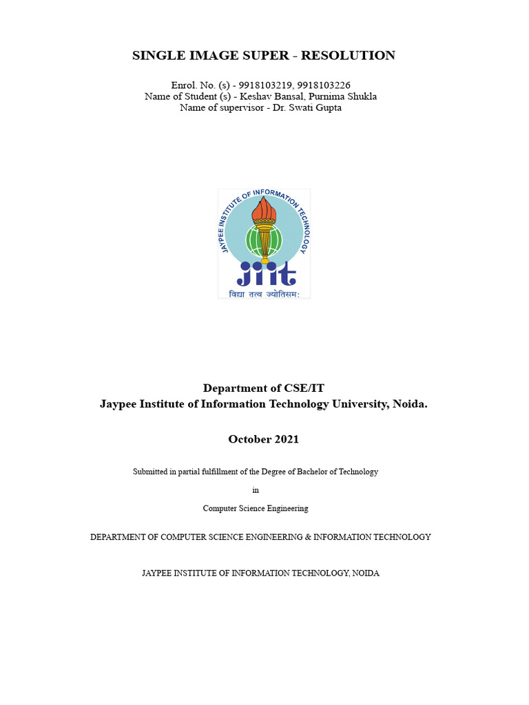 Single Image Super Resolution | PDF | Deep Learning | Artificial Neural ...