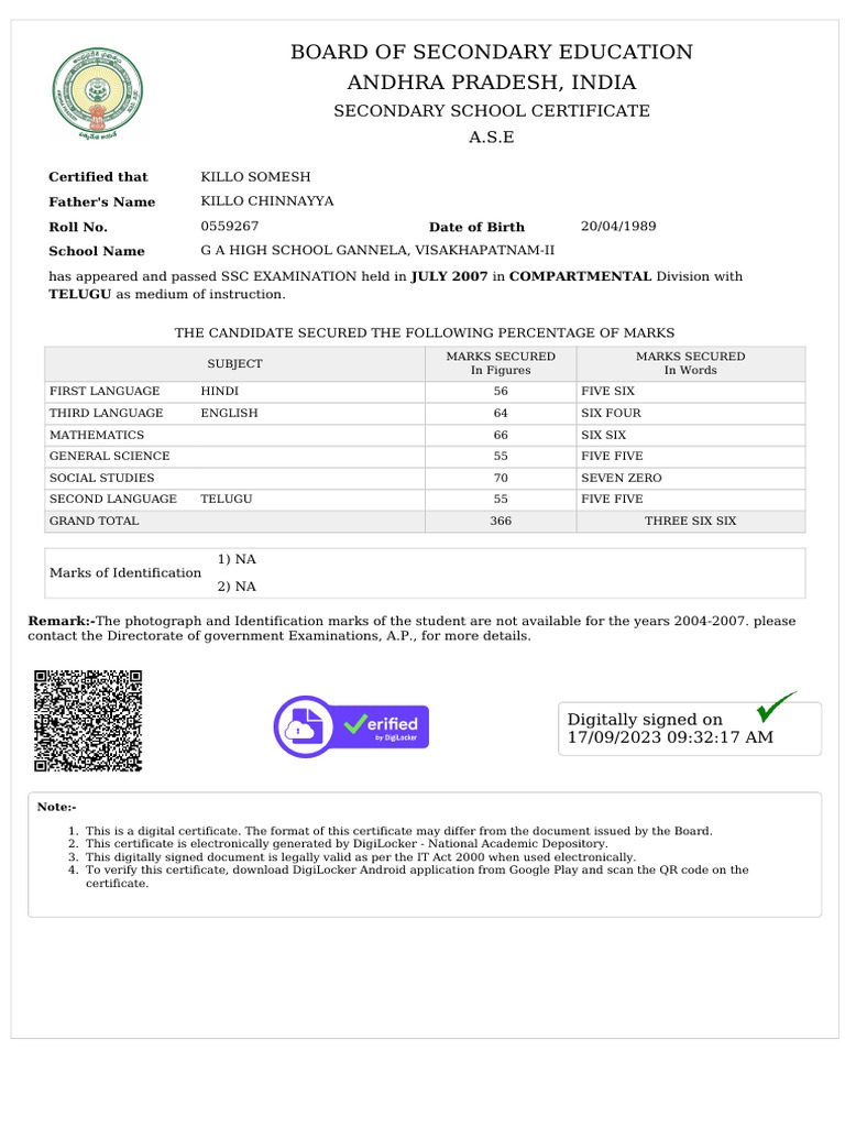 Org - Bseap SSCER 0559267XX2007XXASE PDF | PDF