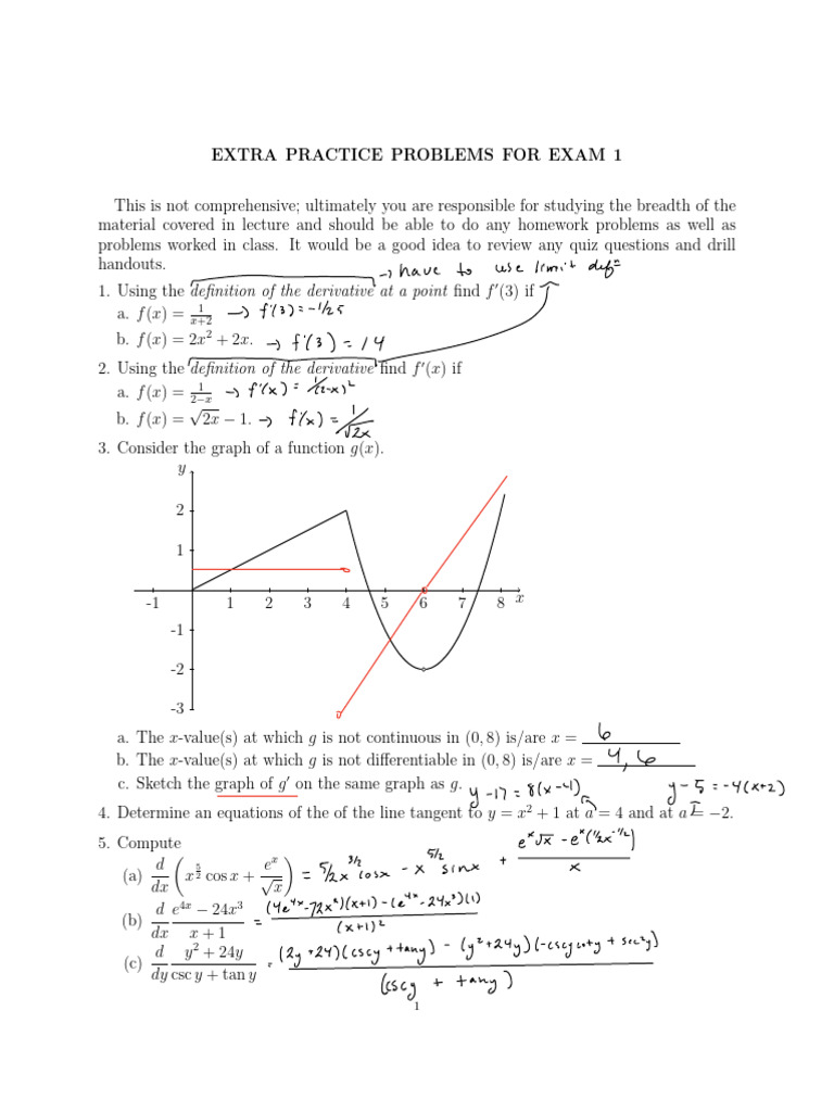 Exam2Practice Solutions | PDF | Differential Geometry | Functions And Mappings