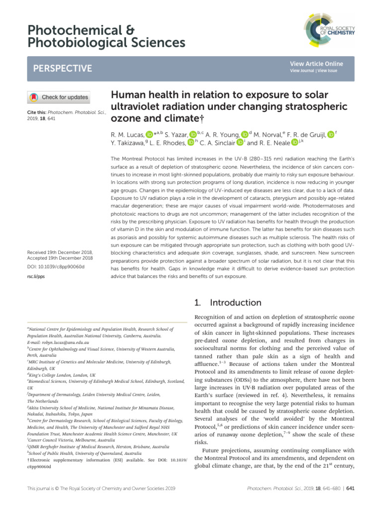 Photochemical & Photobiological Sciences | PDF | Ultraviolet | Ozone ...