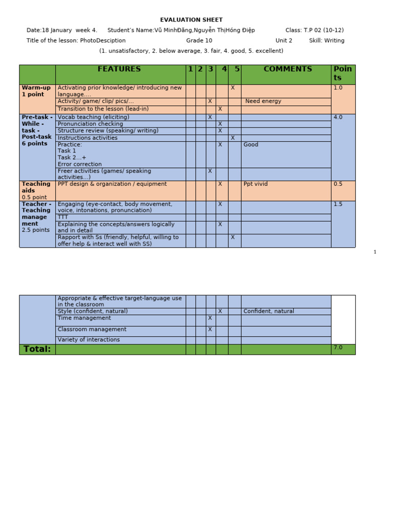 Bản Sao PEER EVALUATION SHEET | PDF | Education Theory | Pedagogy