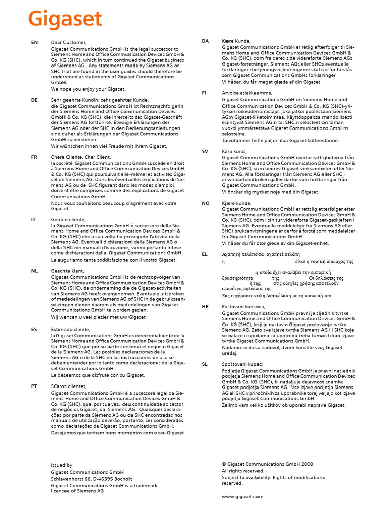 PHONE SIEMENS Gigaset.3010 | PDF