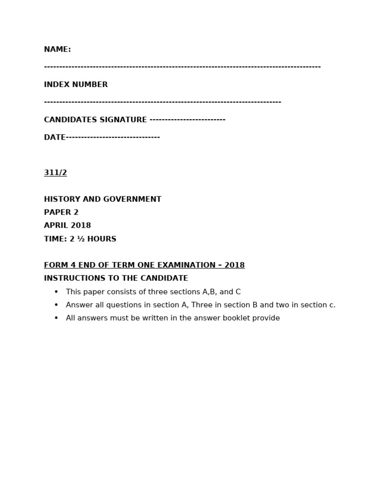 History Government Paper 2 QUESTIONS | PDF