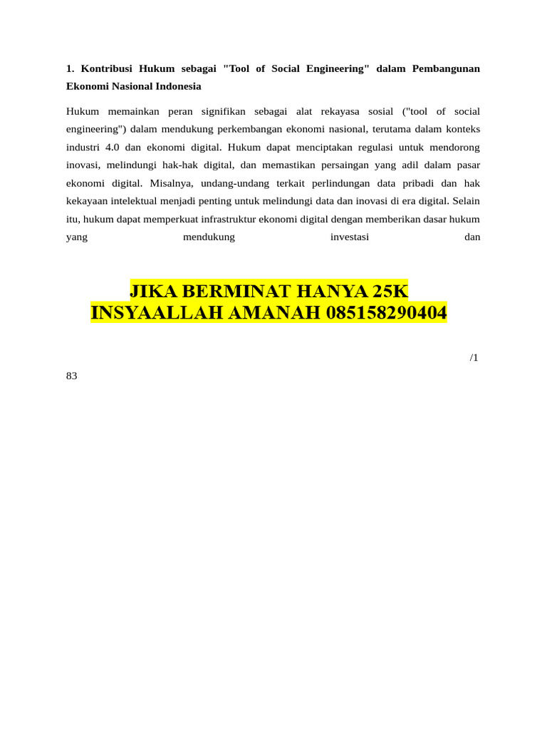 TMK 1 Hukum Pidana Ekonomi | PDF
