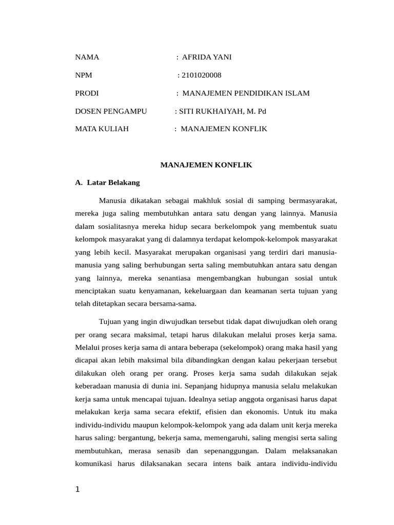 Manaj. Konflik Rida | PDF