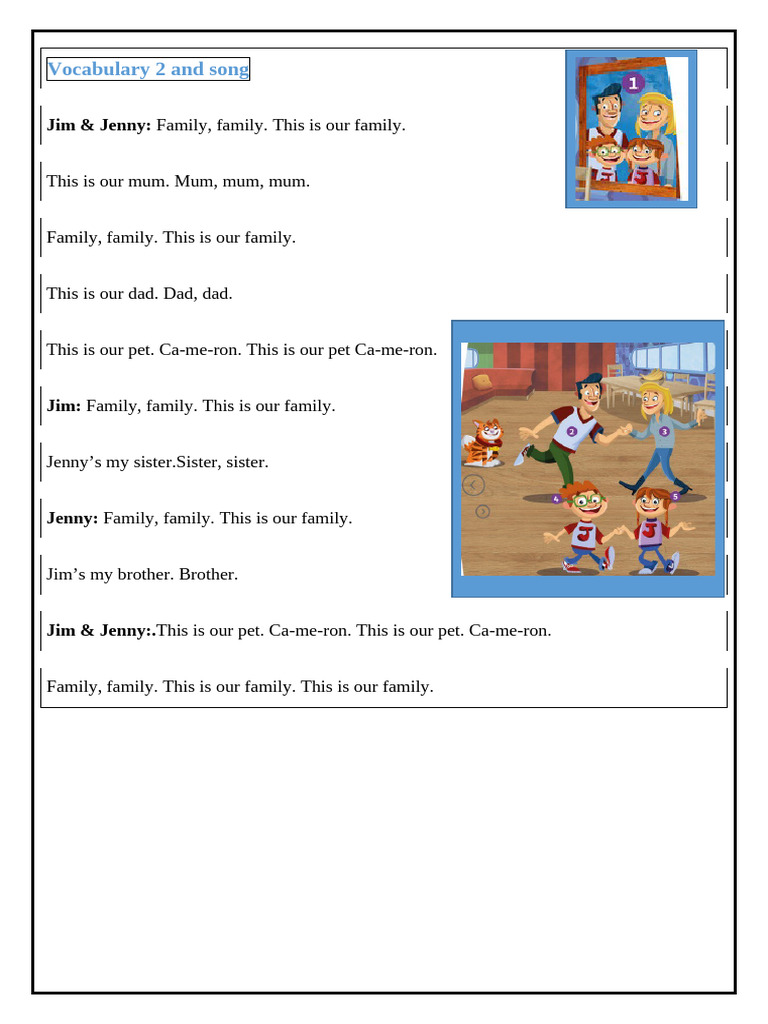 Family Vocabulary and Song Activities | PDF | Foreign Language Studies