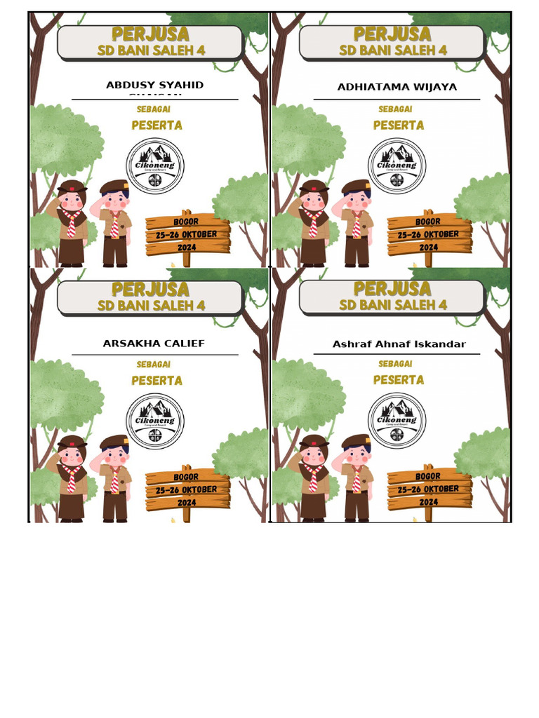 Format Name Tag Pramuka Oktober 2024 | PDF