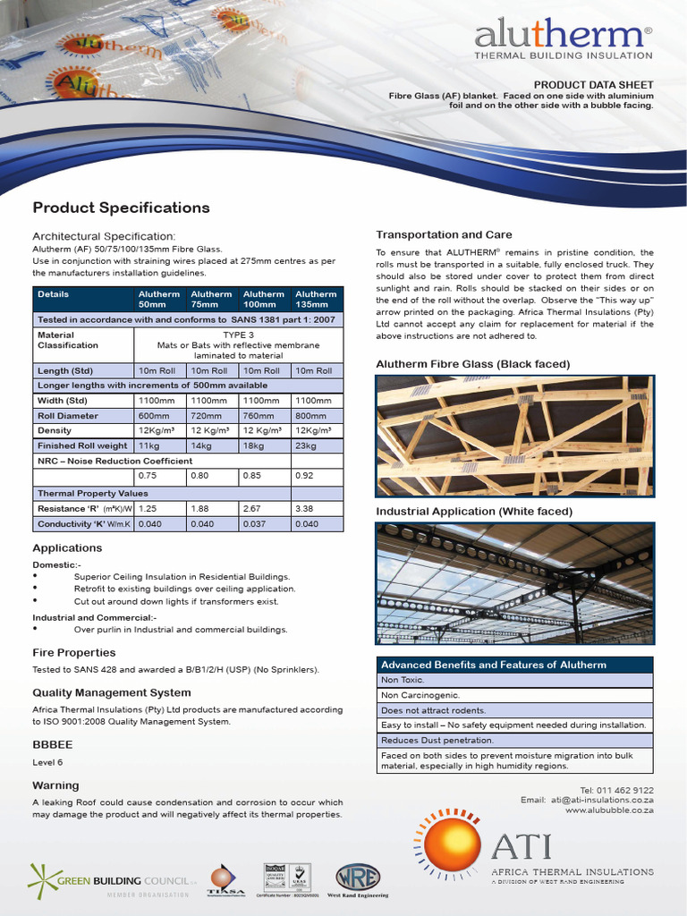 Alutherm FIBRE GLASS 2012 WEB | PDF | Building Insulation | Fiberglass