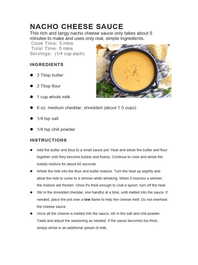 NACHO CHEESE SAUCE | PDF