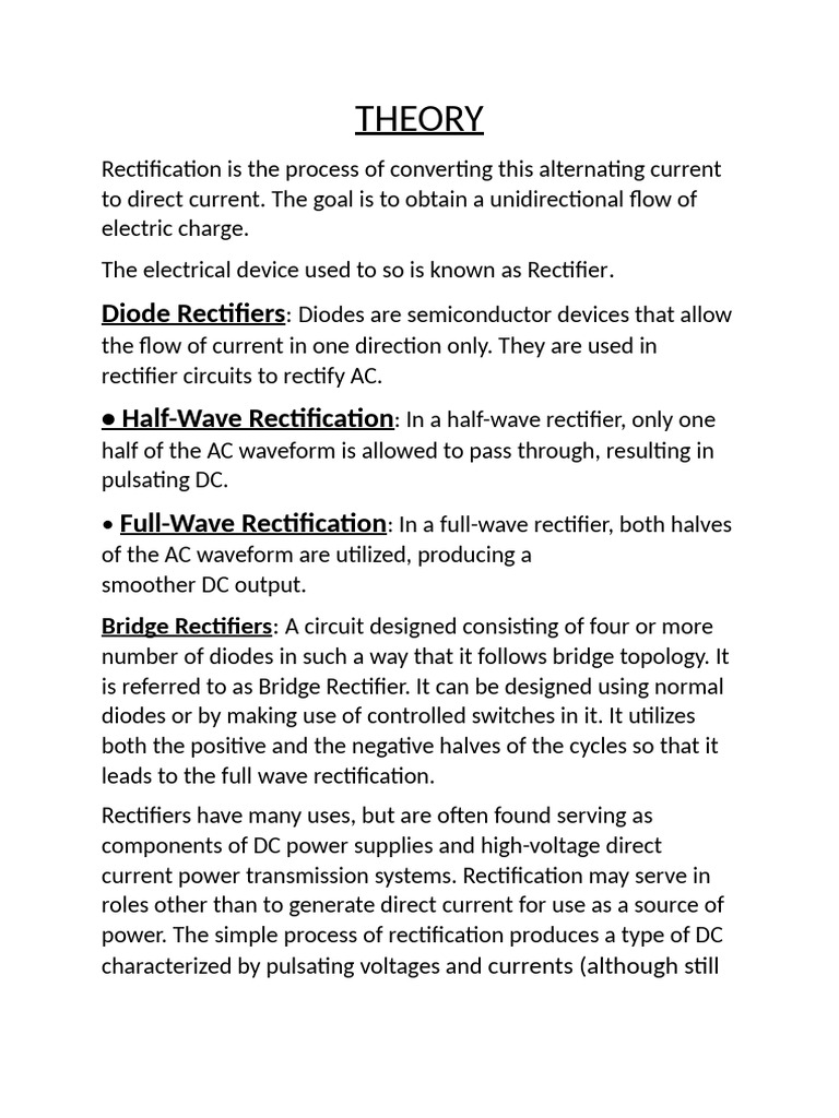 Theory | PDF | Rectifier | Direct Current