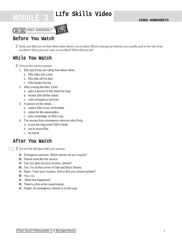 03ThinkAhead3 - Video WS - Mod3 | PDF | Emergency Services | Emergency Management