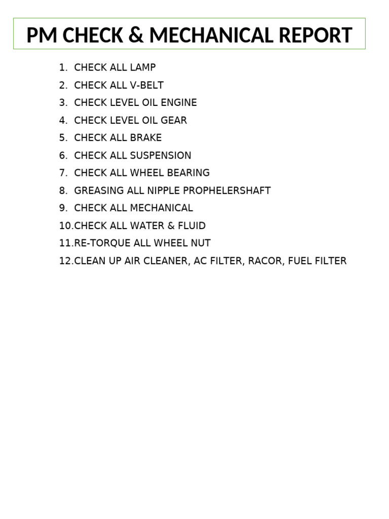PM Check Dan Mechanical Report | PDF
