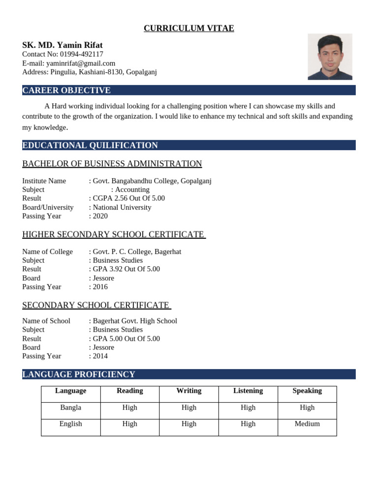 Simple CV Format | PDF