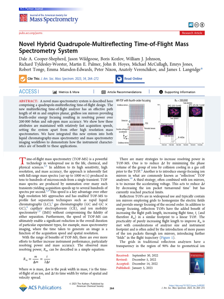 Alex Paper - Novel Hybrid Quadrupole-Multireflecting Time-of-Flight Mass Spectrometry System ...