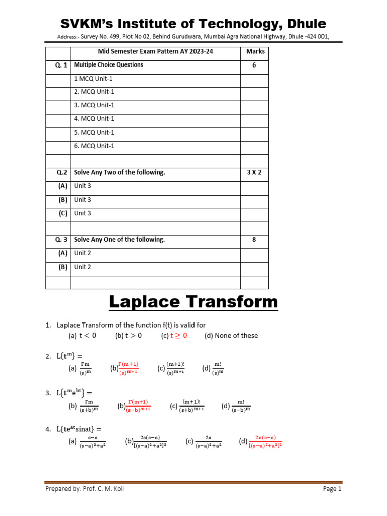 Maths 3 MidSem Question Bank | PDF | Mathematics | Mathematical Analysis
