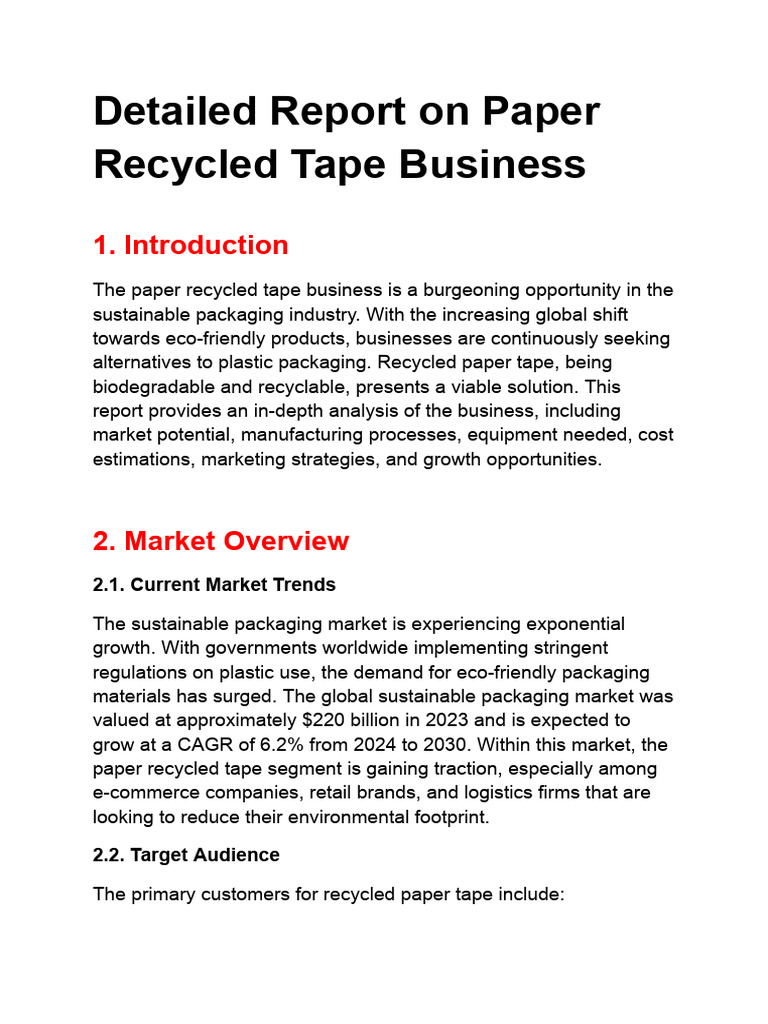 Eco Packaging: Recycled Tape Guide | PDF | Paper | Recycling