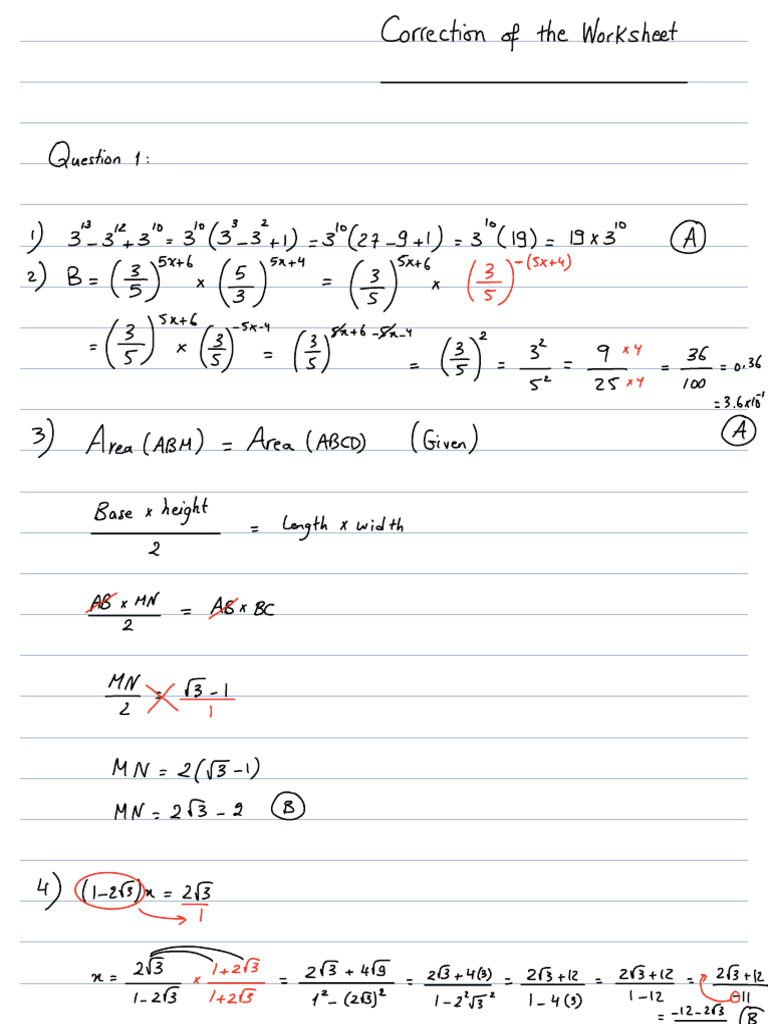 Correction of The Worksheet G9 | PDF