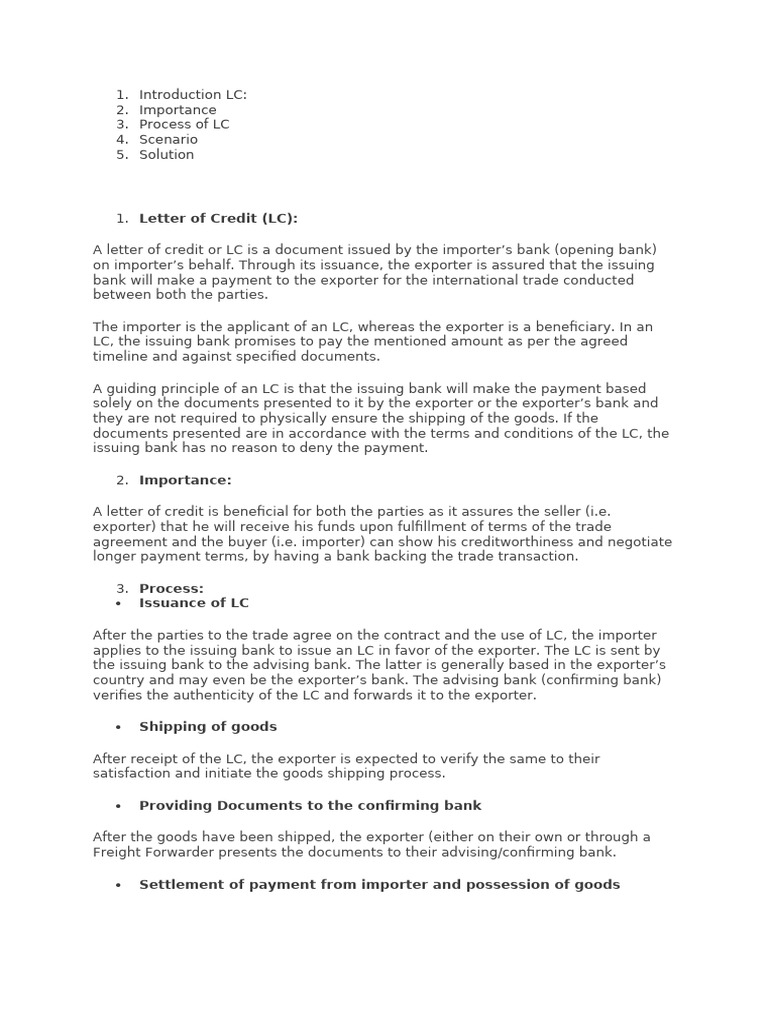 Letter of CreditImport Process (Issuance) -Trade Finance | PDF | Letter ...