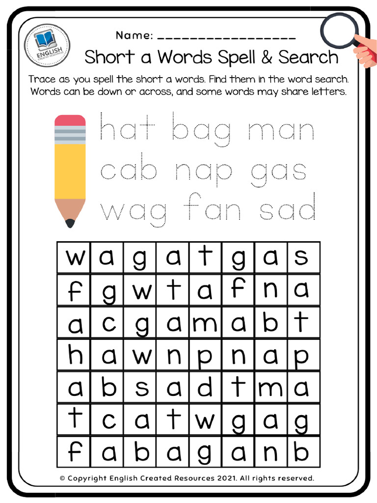 Phonics Short Vowels Spell and Search | PDF