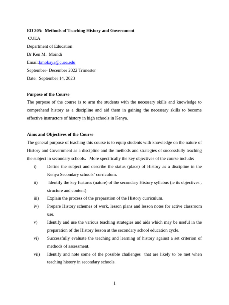 ED 305 History Methods Notes Sept 2023 | PDF | Learning | Age Of ...