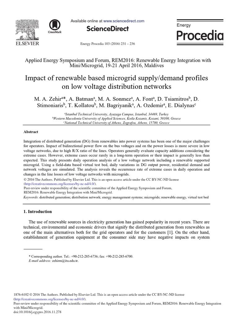 Impact Of Renewable Based Microgrid Supplydemand P Pdf Distributed