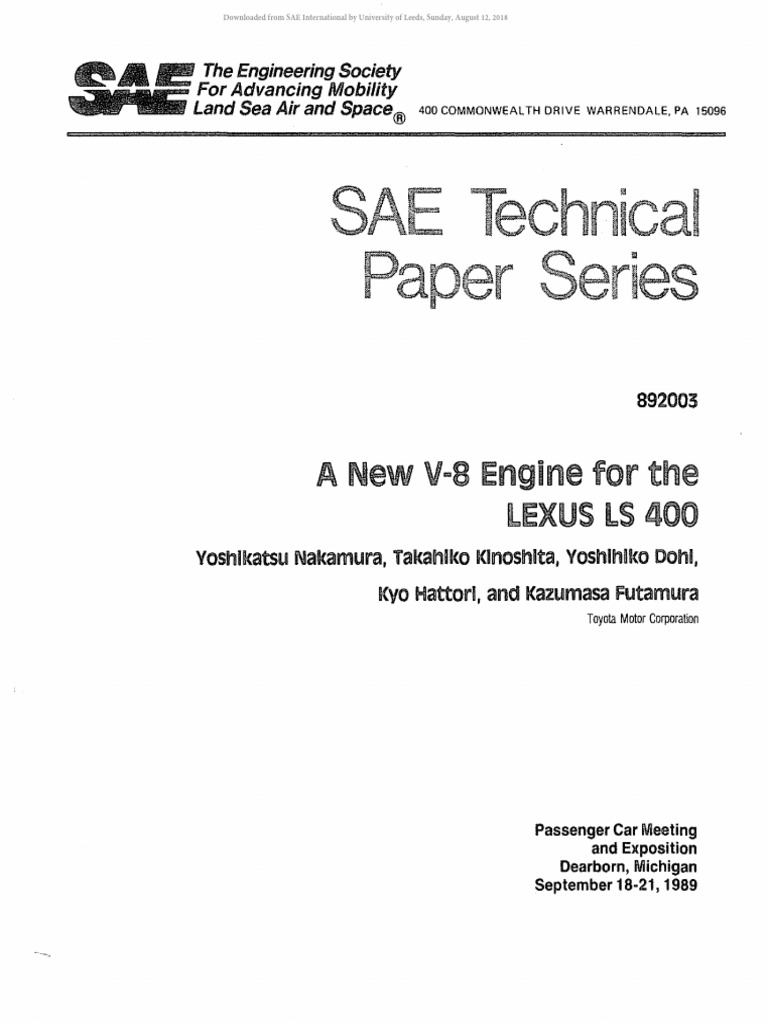 JSTOR 1uz Engine in ls400 | PDF | Piston | Engines