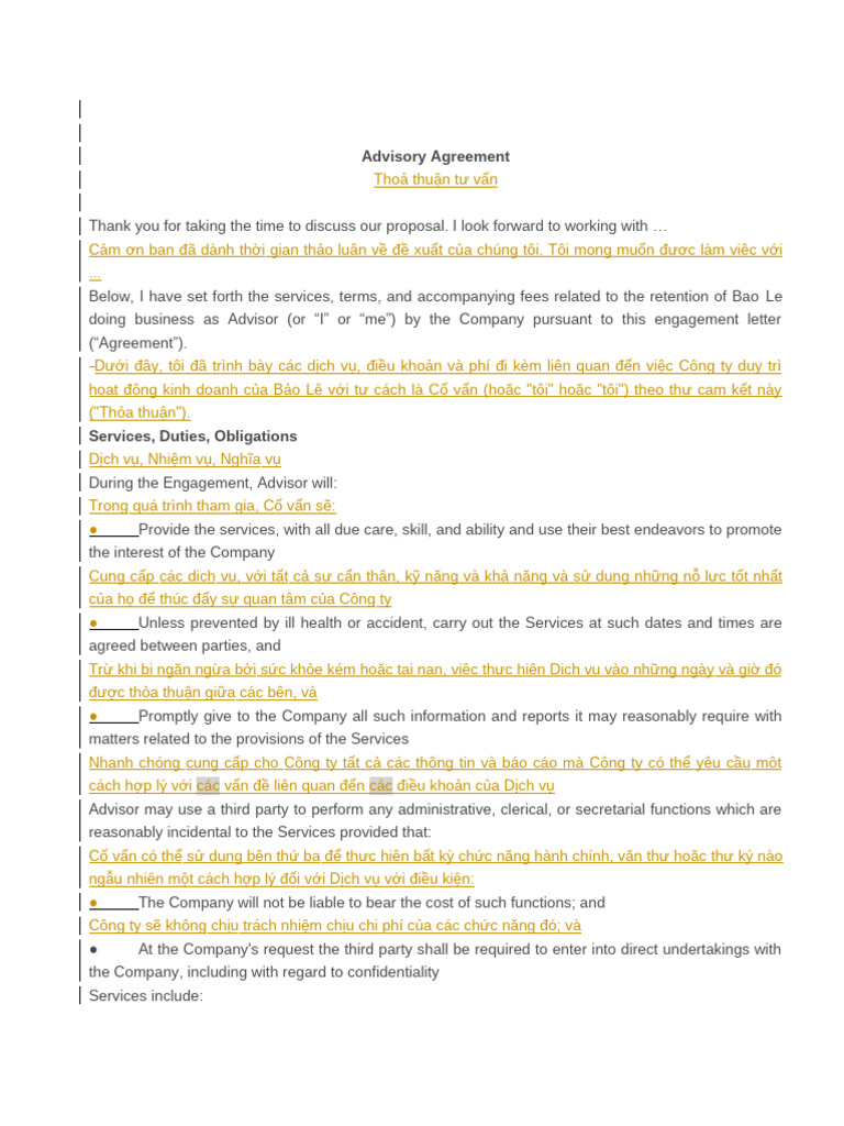 Advisory Agreement | PDF