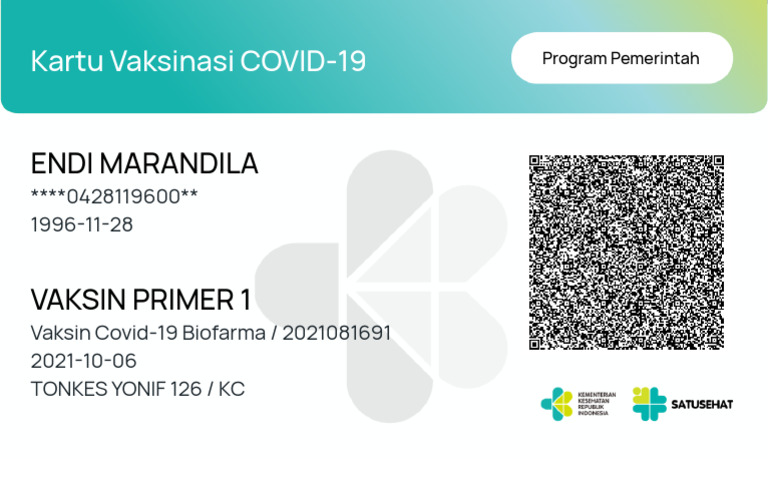 Sertifikat Vaksin Dosis 1 Endi 493 | PDF