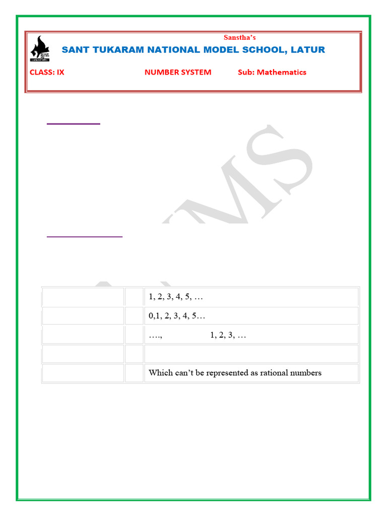 Number System | PDF | Numbers | Rational Number