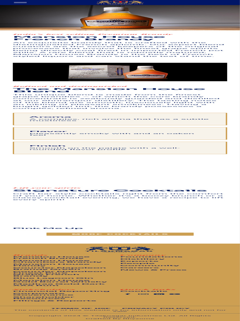 Mansion House French Brandy - Tilkanagar Industries LTD | PDF | Brandy ...