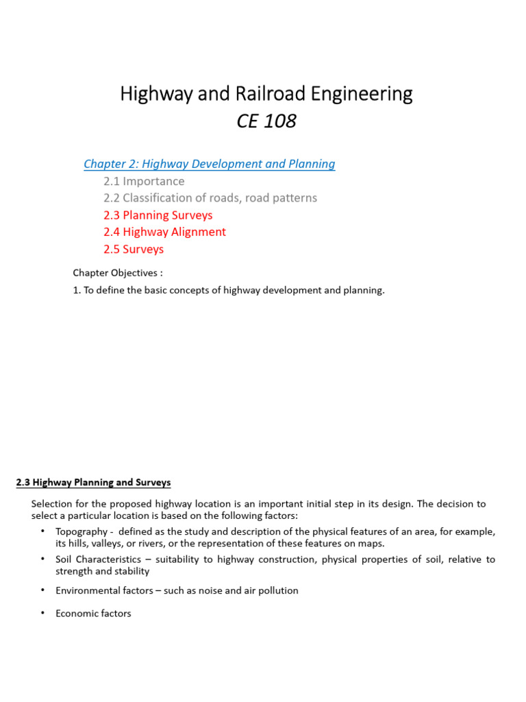Chapter 2 Highway Development and Planning | PDF | Surveying ...