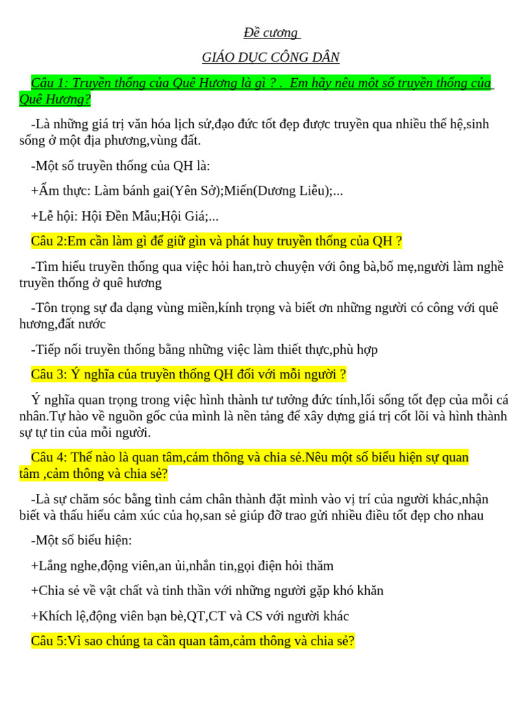 ÔN TẬP KIẾN THỨC MÔN GDCD 7 | PDF