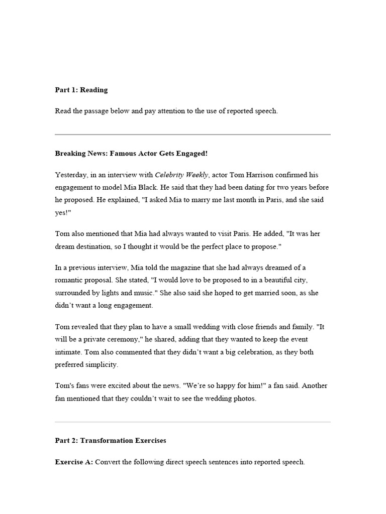 Exam Reported Speech | PDF | Language Arts & Discipline