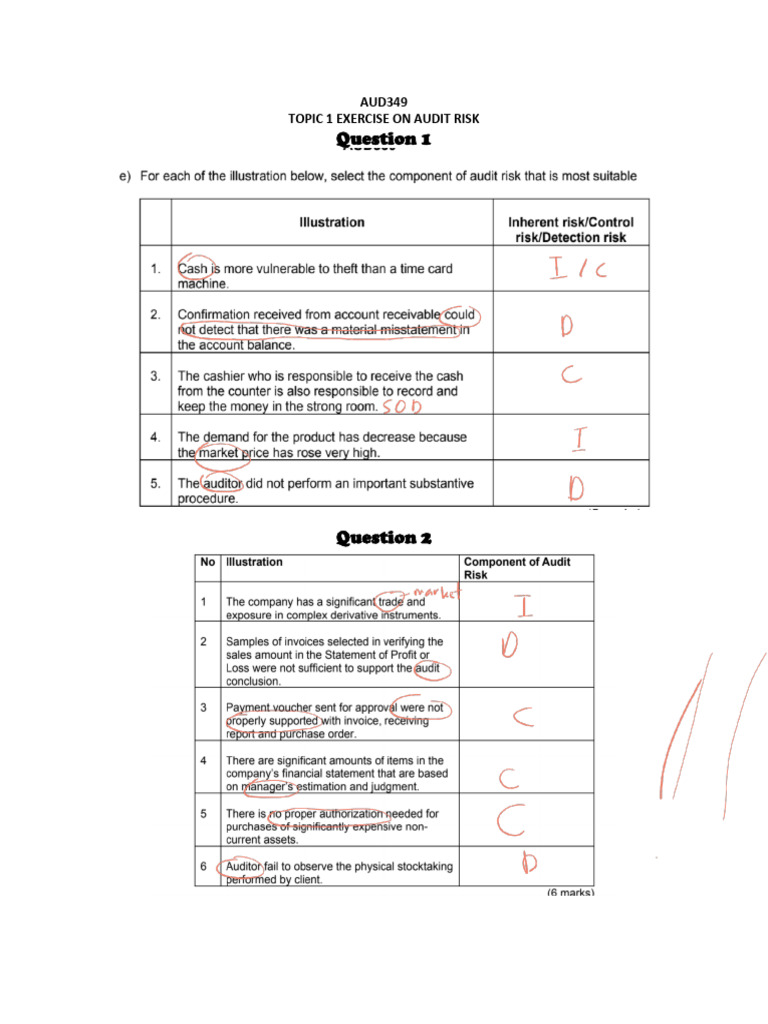 Topic 1 Exercise Audit Risk | PDF