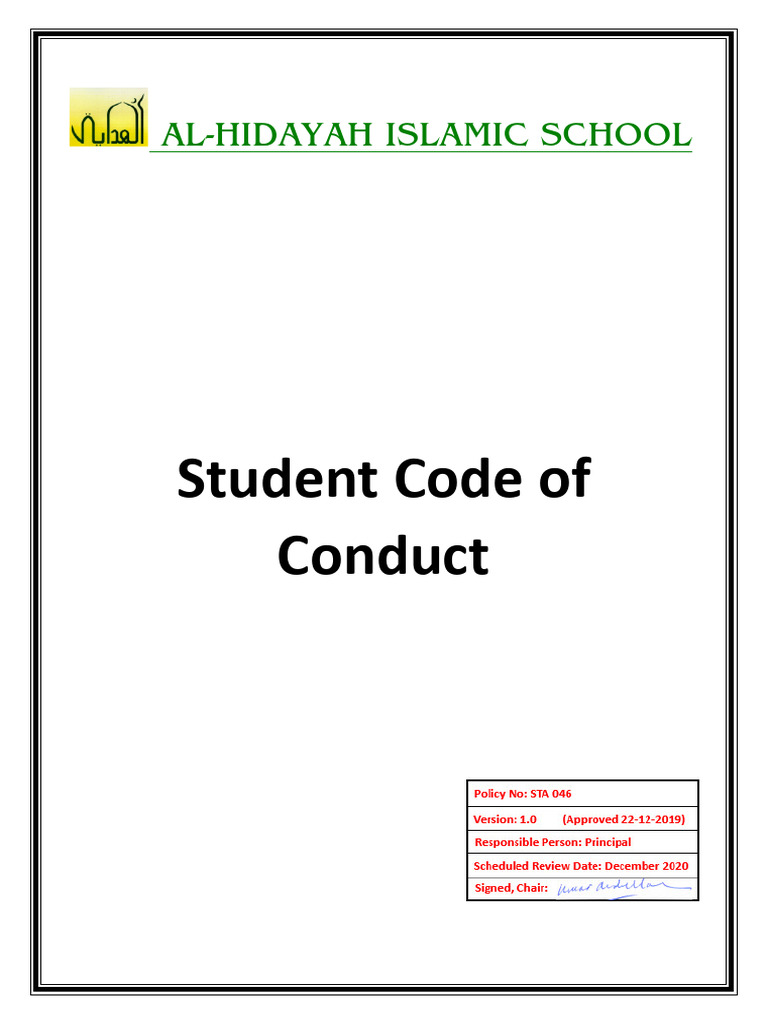 5 Student Code of Conduct STA 046 | PDF | Bullying | Harassment