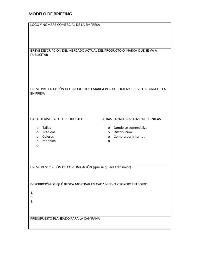Modelo de Briefing | PDF