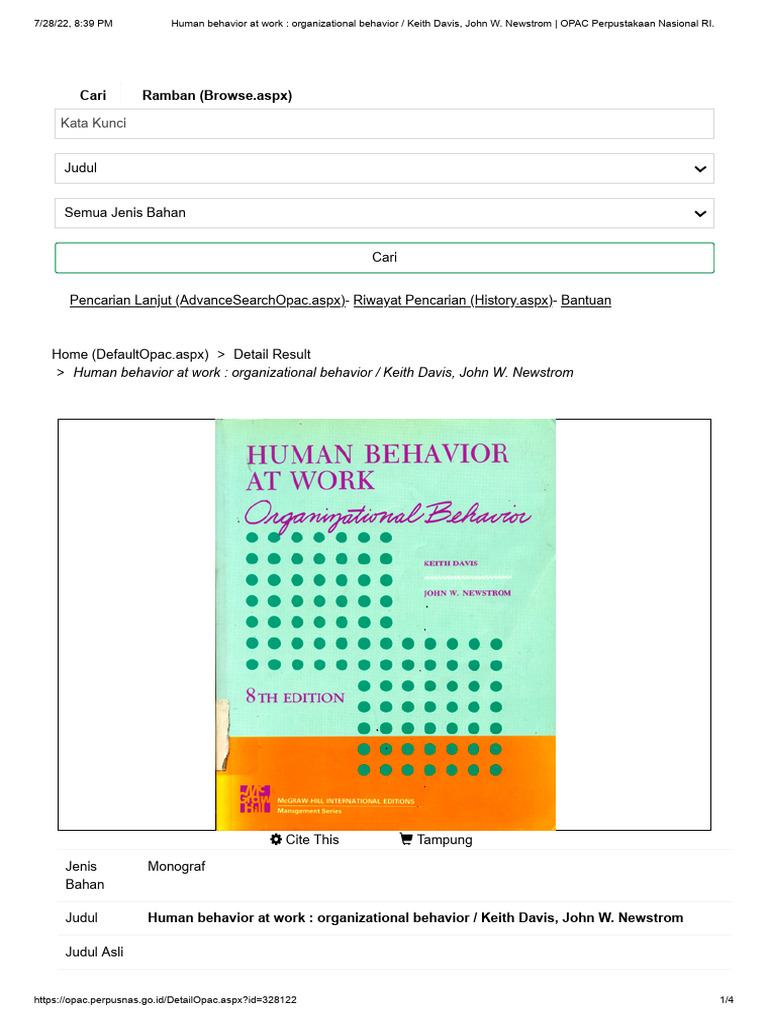Human Behavior at Work - Organizational Behavior - Keith Davis, John W ...