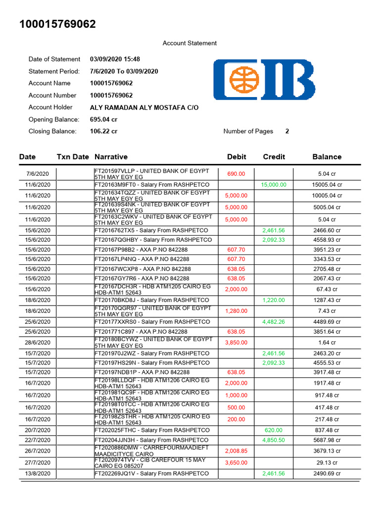 CIB Statement | PDF | Banking | Business Economics